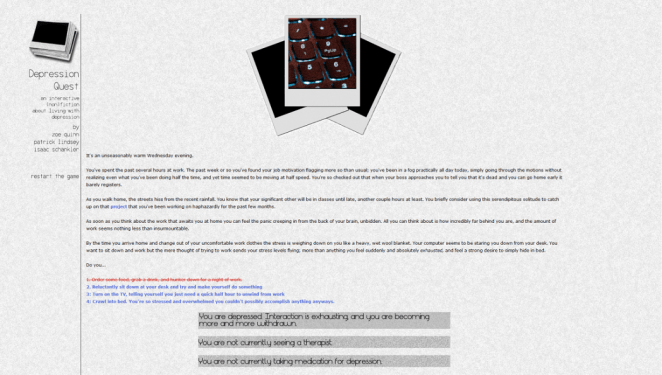 Game Journal – Depression Quest – Matt Mathis